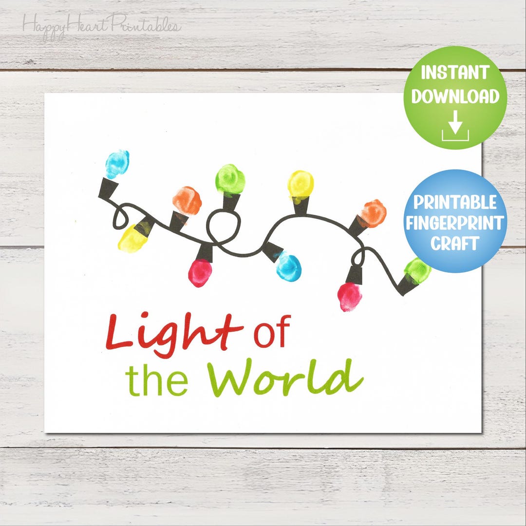 Thumbprint Christmas Lights Printable Template - Thumbprint Christmas ...