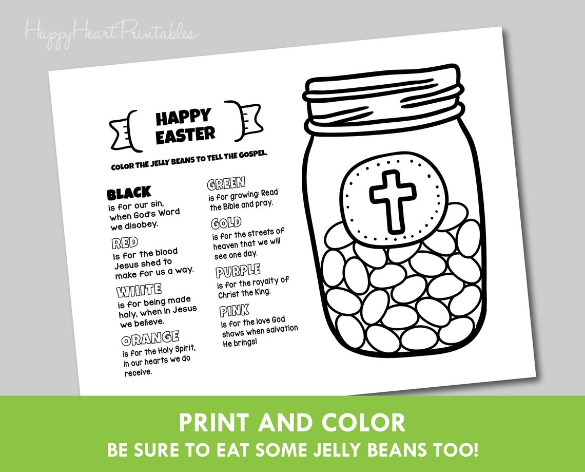 Jelly Bean Gospel Coloring Sheet Easter | Etsy