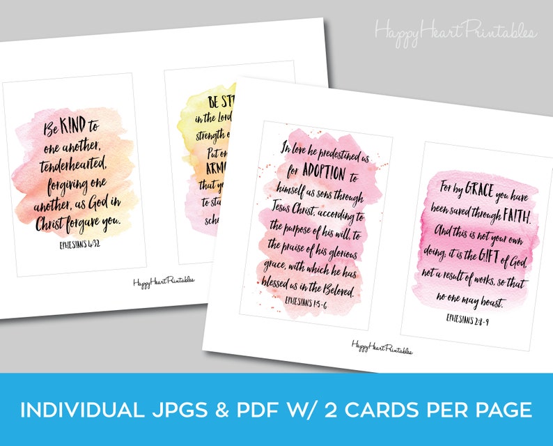 Scripture Cards - Ephesians Printable Verses - Etsy