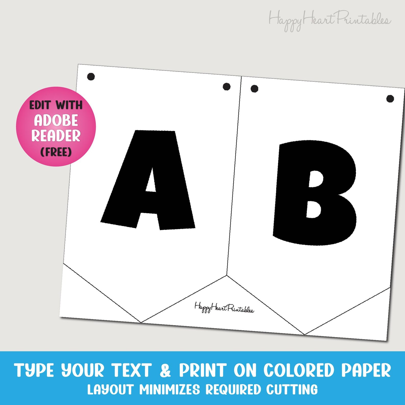 Editable Pennant Banner Template - Printable Banner Template - Etsy