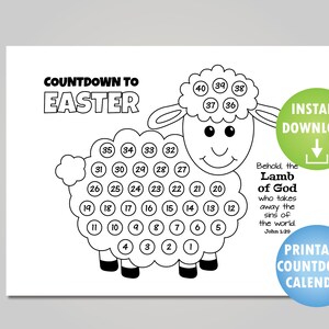 Printable Easter Countdown With Lamb - Etsy
