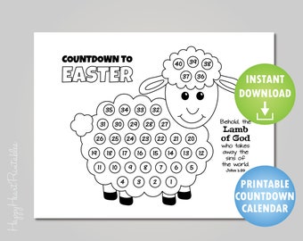 40 Days Lenten Calendar, Lenton Printable, Countdown to Easter, Lent ...
