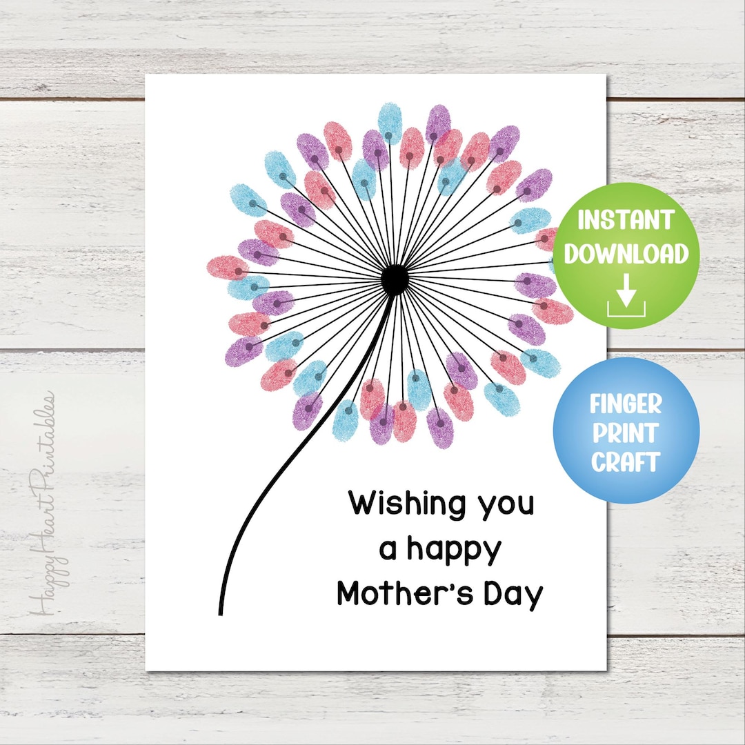 Mother's Day Fingerprint Art - Printable Template - Wishing You a Happy ...