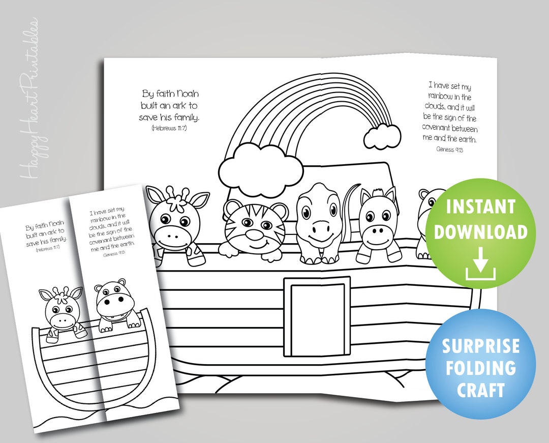 Noah's Ark Folding Surprise Bible Craft With Animals - Etsy