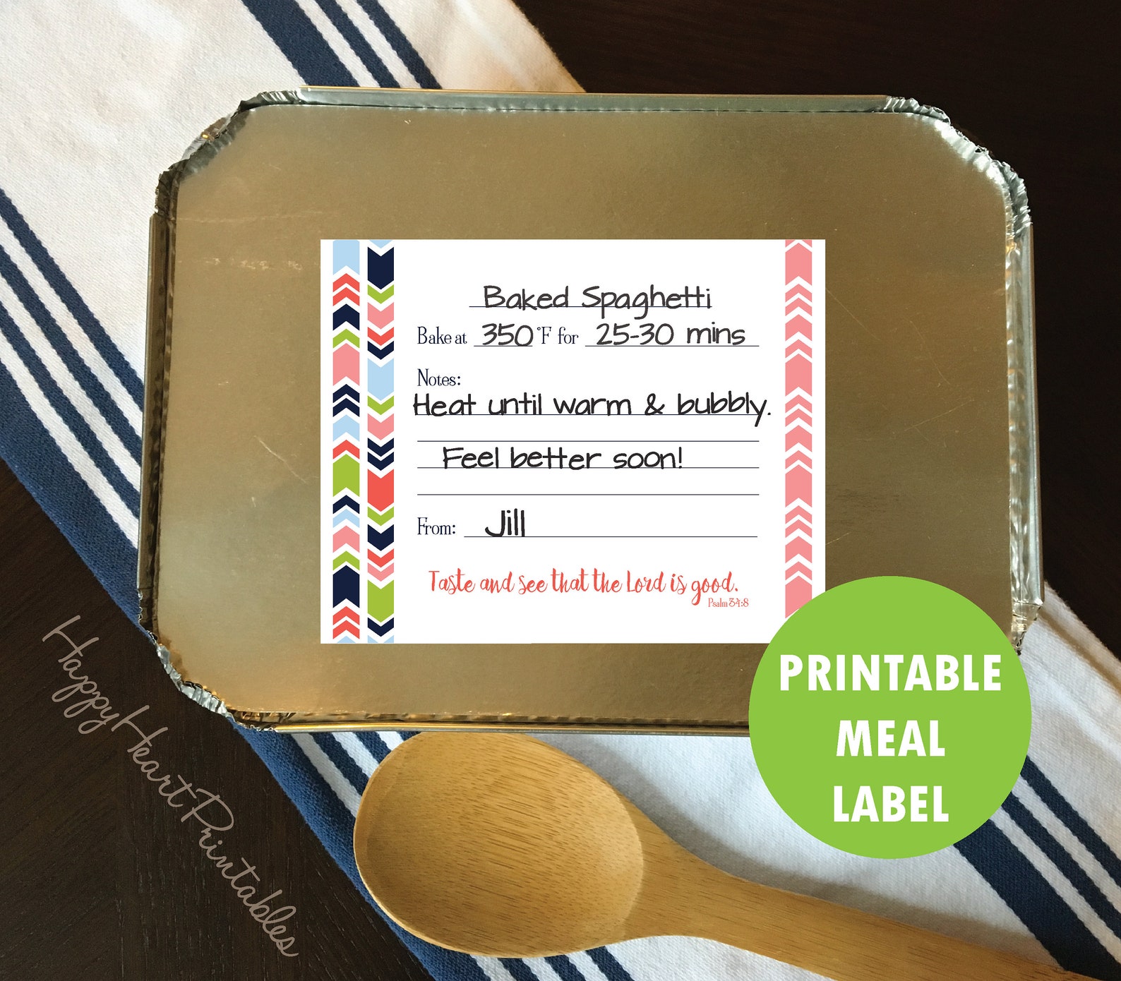 Printable Meal Label Meal Delivery Note Meal Train Sticker | Etsy
