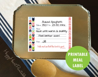 Printable Meal Delivery Note Meal Train Label Printable Meal Train Card ...