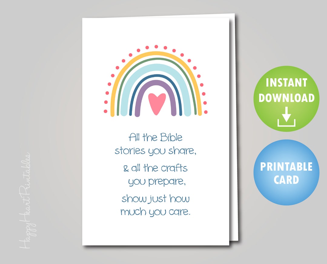 Sunday School Teacher Thank You Card - Etsy