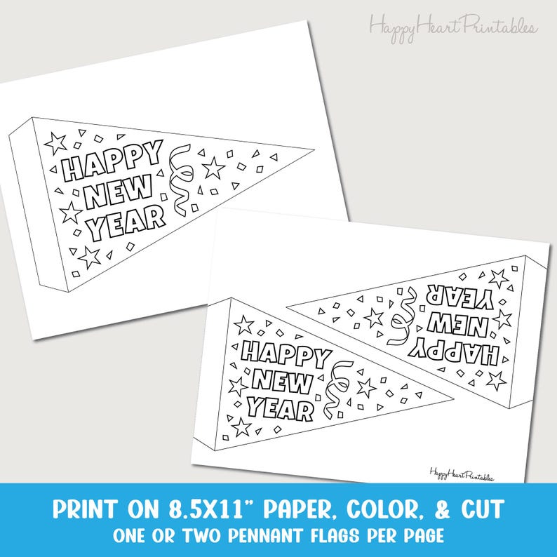 New Years Eve Printable Pennant Flag - Etsy