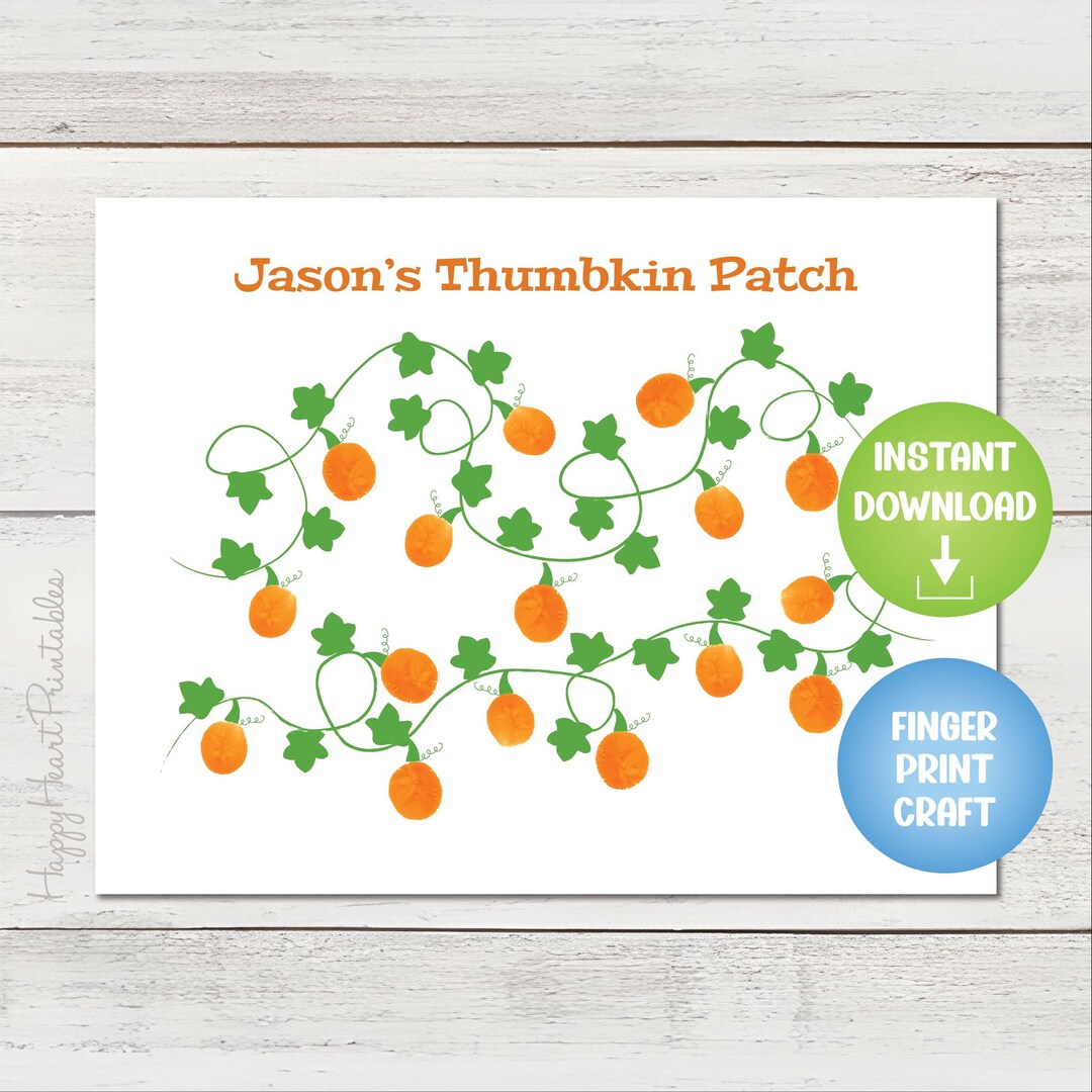 Fall Fingerprint Art - Thumbkin Patch - Printable Pumpkin Patch ...