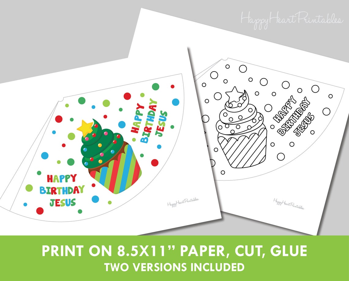 Happy Birthday Jesus Printable Party Hats - Etsy