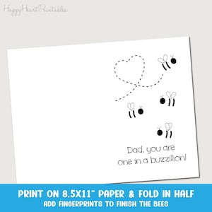 Fingerprint Bee Printable Father's Day Card - Etsy