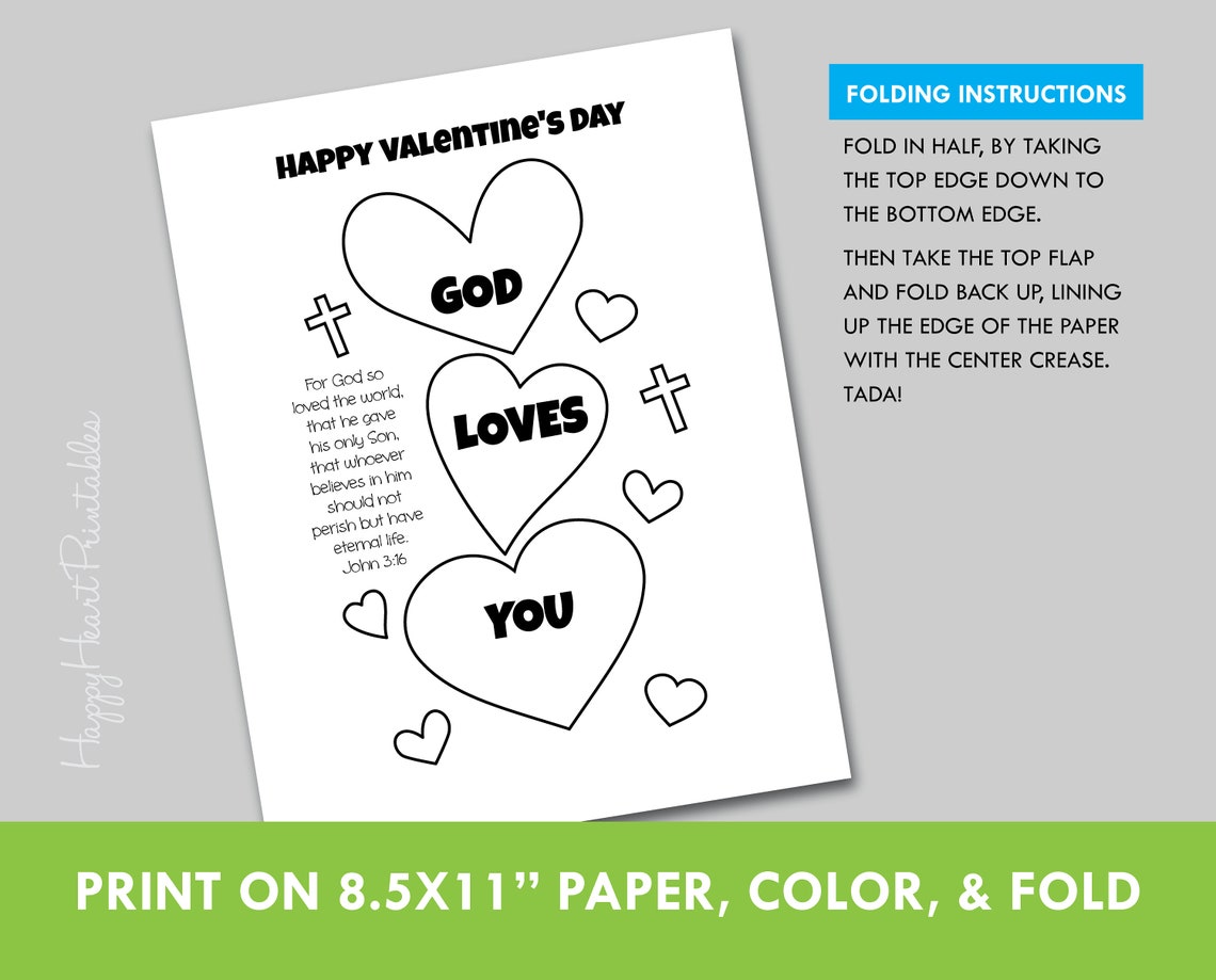 Valentine's Day Folding Surprise Craft or Card God Loves | Etsy