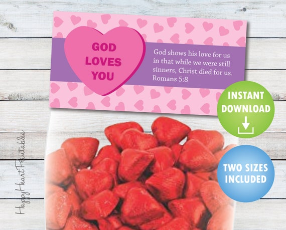 God Loves You Valentine Topper Bible Verse Valentine Treat | Etsy