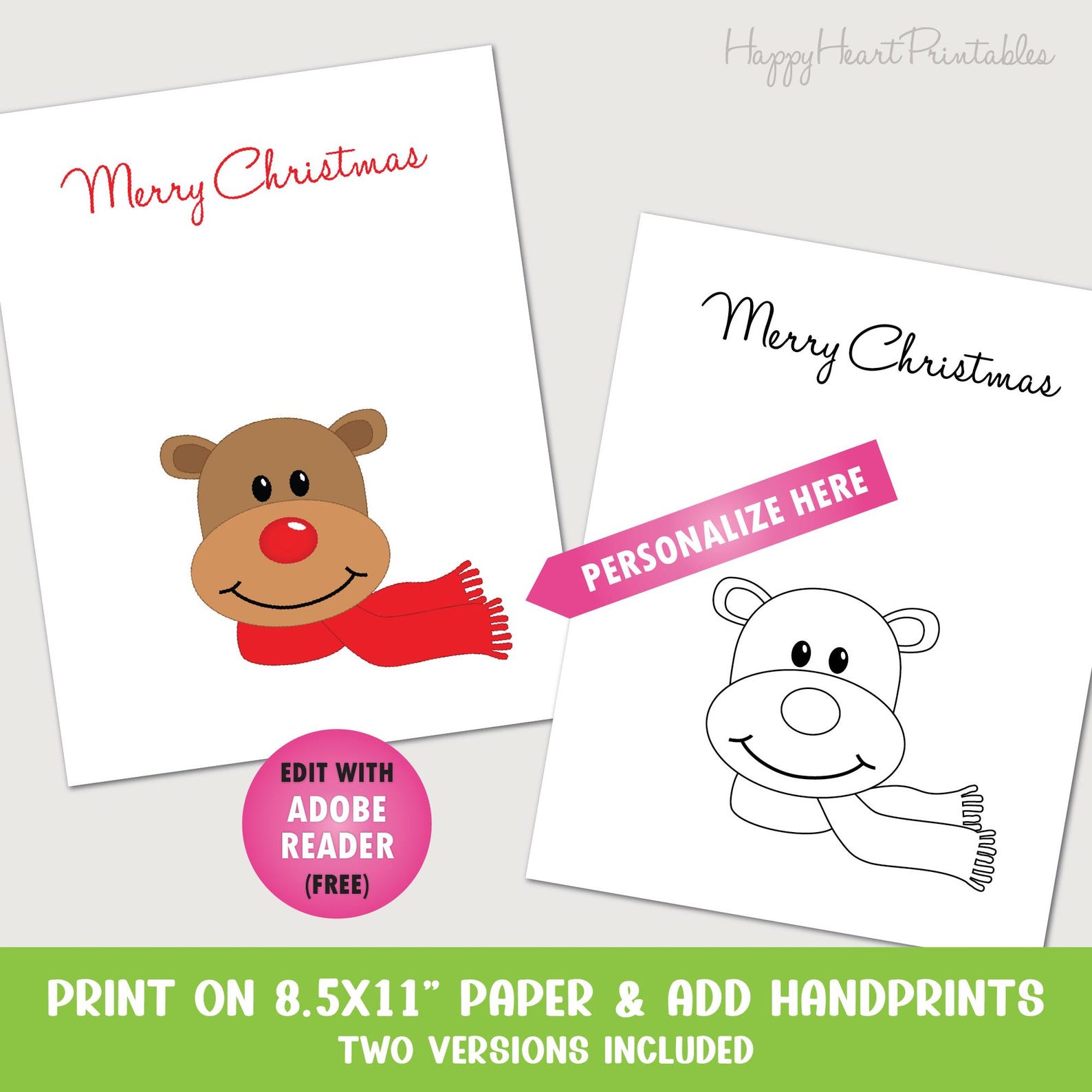 Handprint Reindeer Art Printable Template- Handprint Christmas Craft ...