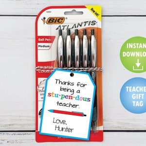 Teacher Appreciation Gift Tag - Printable Gift Tag for Pens - Etsy