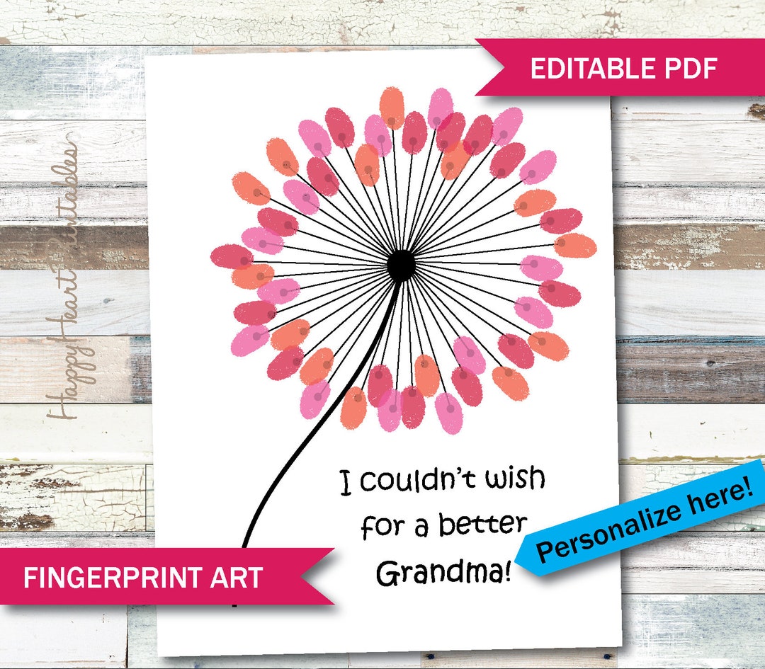 Fingerprint Art - Mother's Day - Grandma Gift - Editable Printable ...