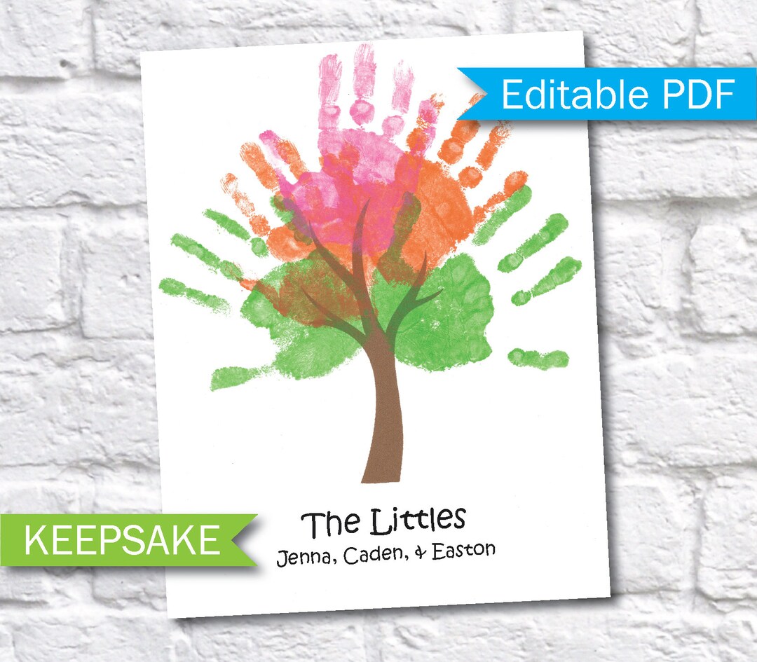 Editable Handprint Family Tree - Baby Handprint - Kids DIY Craft - Etsy