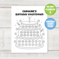 Birthday Countdown Calendar, Printable DIY Kids Countdown Calendar ...