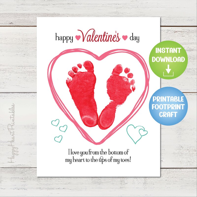 Valentine Footprint Pdf - Etsy UK