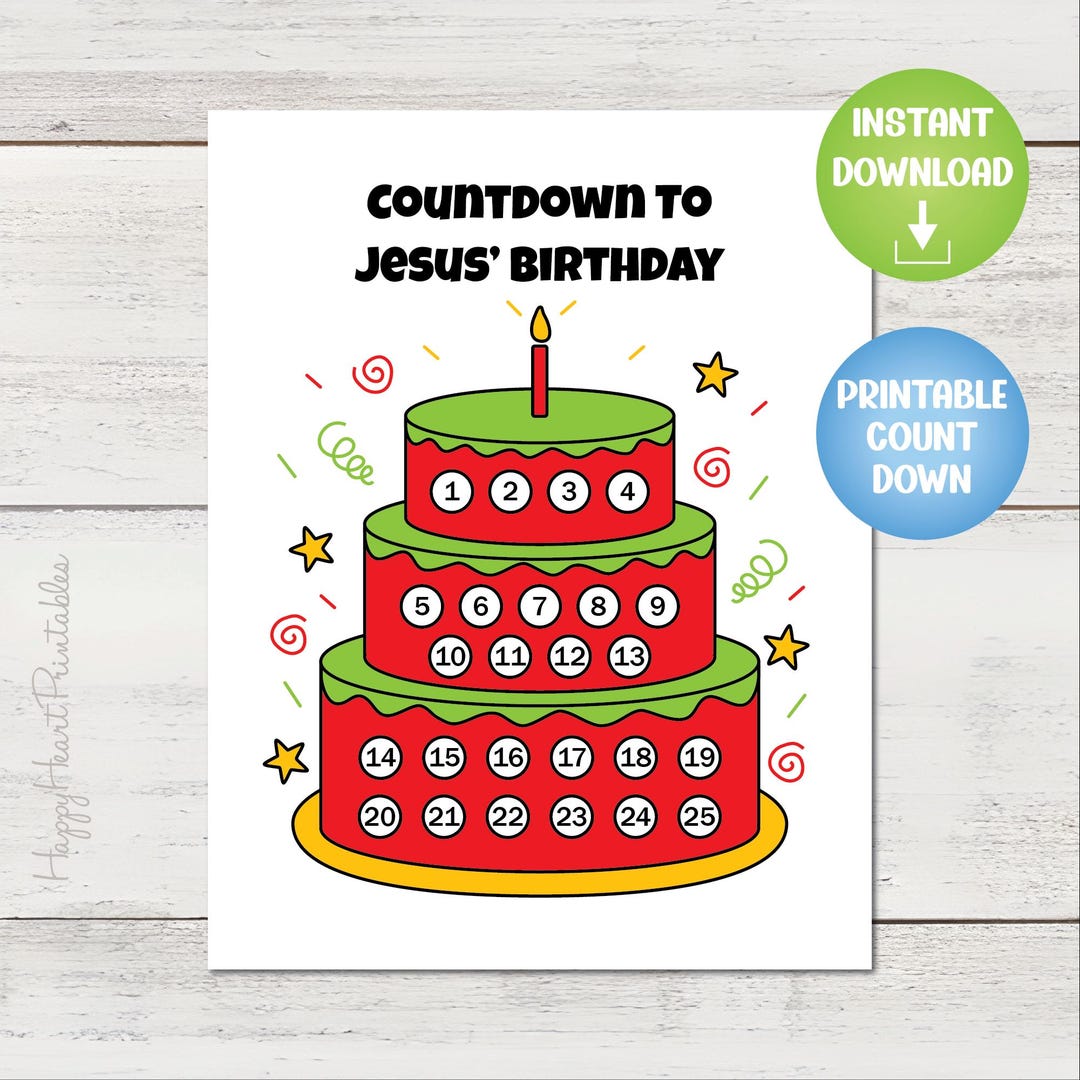 Printable Christmas Countdown - Jesus' Birthday Countdown - Etsy