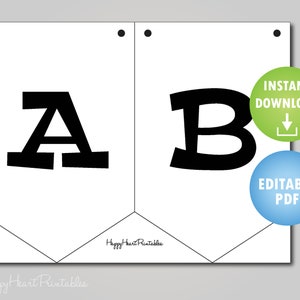 Editable Pennant Banner Pattern With Serif Font- Printable Banner ...