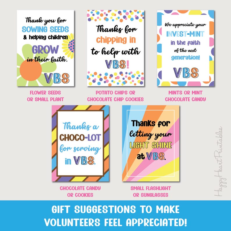 VBS Volunteer Appreciation Gift Tags - Etsy