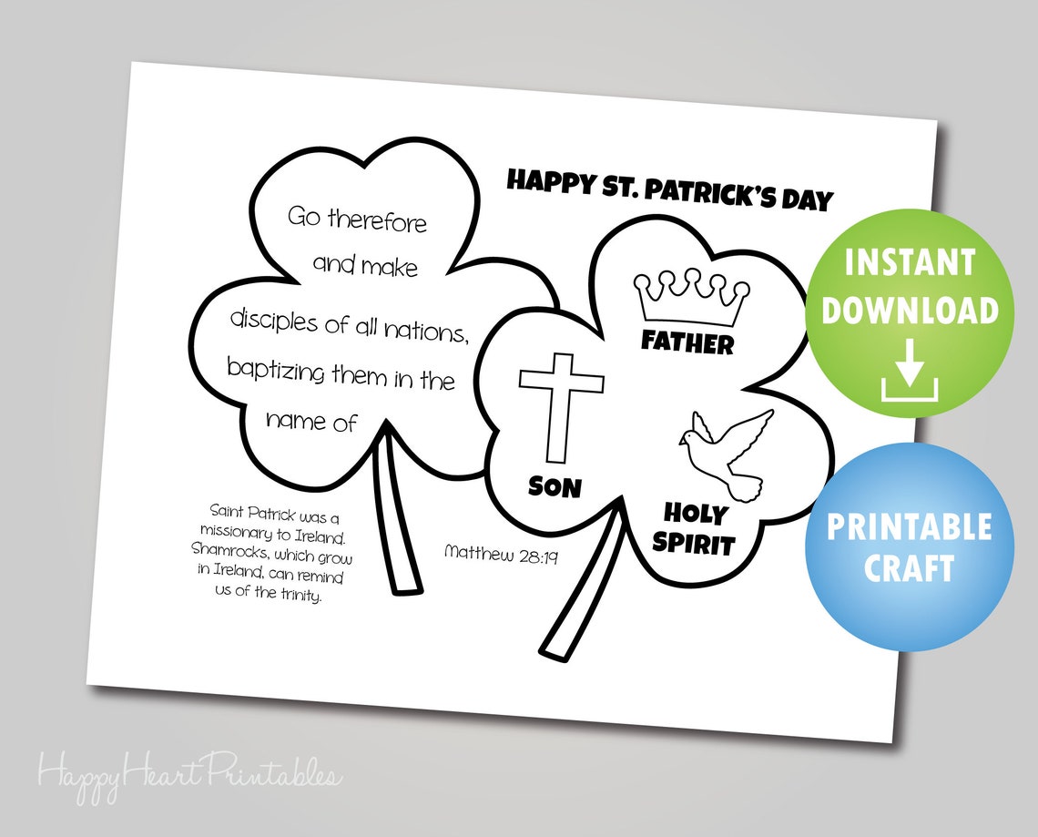Shamrock Trinity Printable St. Patrick's Day Craft | Etsy