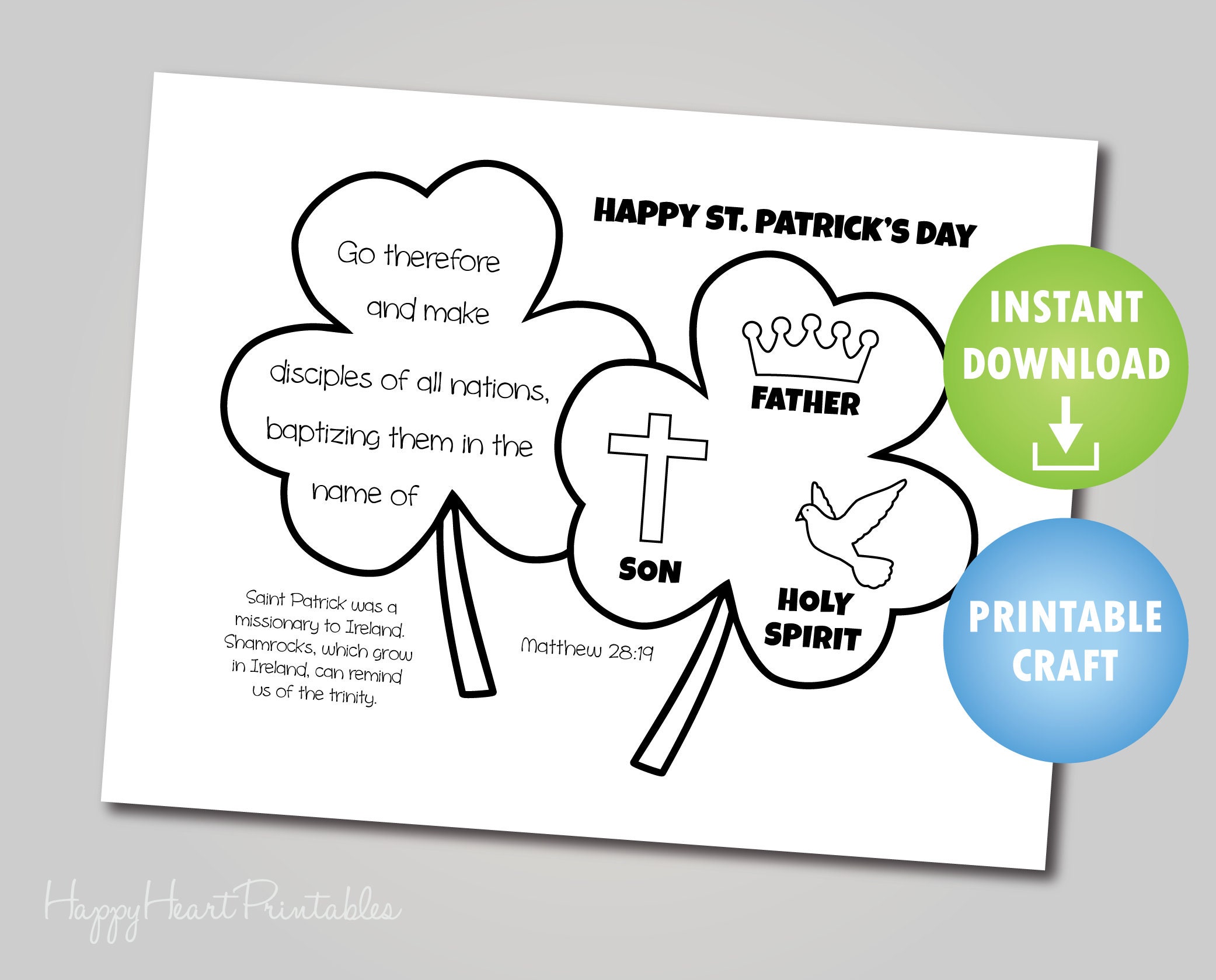 Shamrock Trinity Printable St. Patrick's Day Craft - Etsy UK