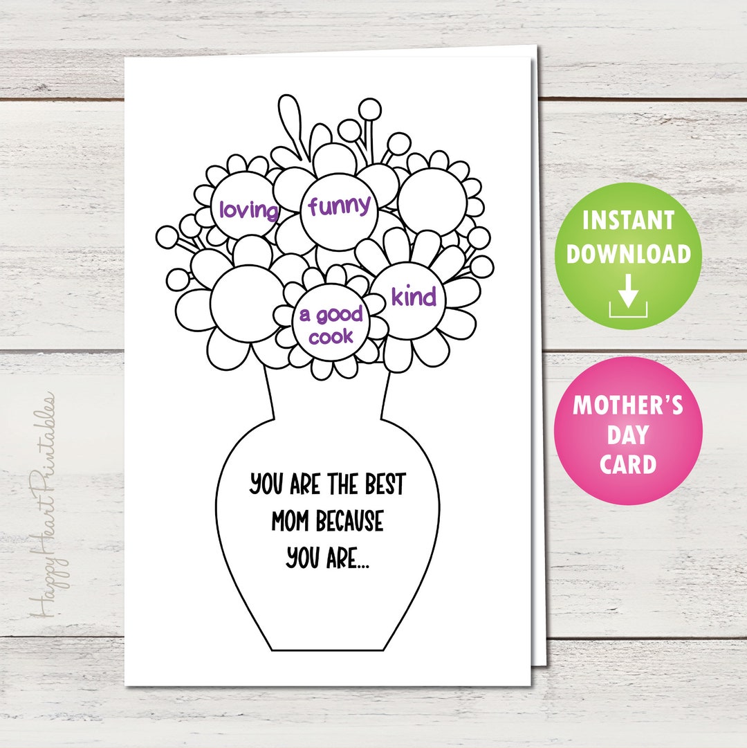 Flower Fill in the Blank Mother's Day Card - Etsy