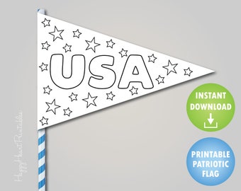 Kids 4th of July Craft, Pennant Flag Bundle, DIY Pennant, Print and ...