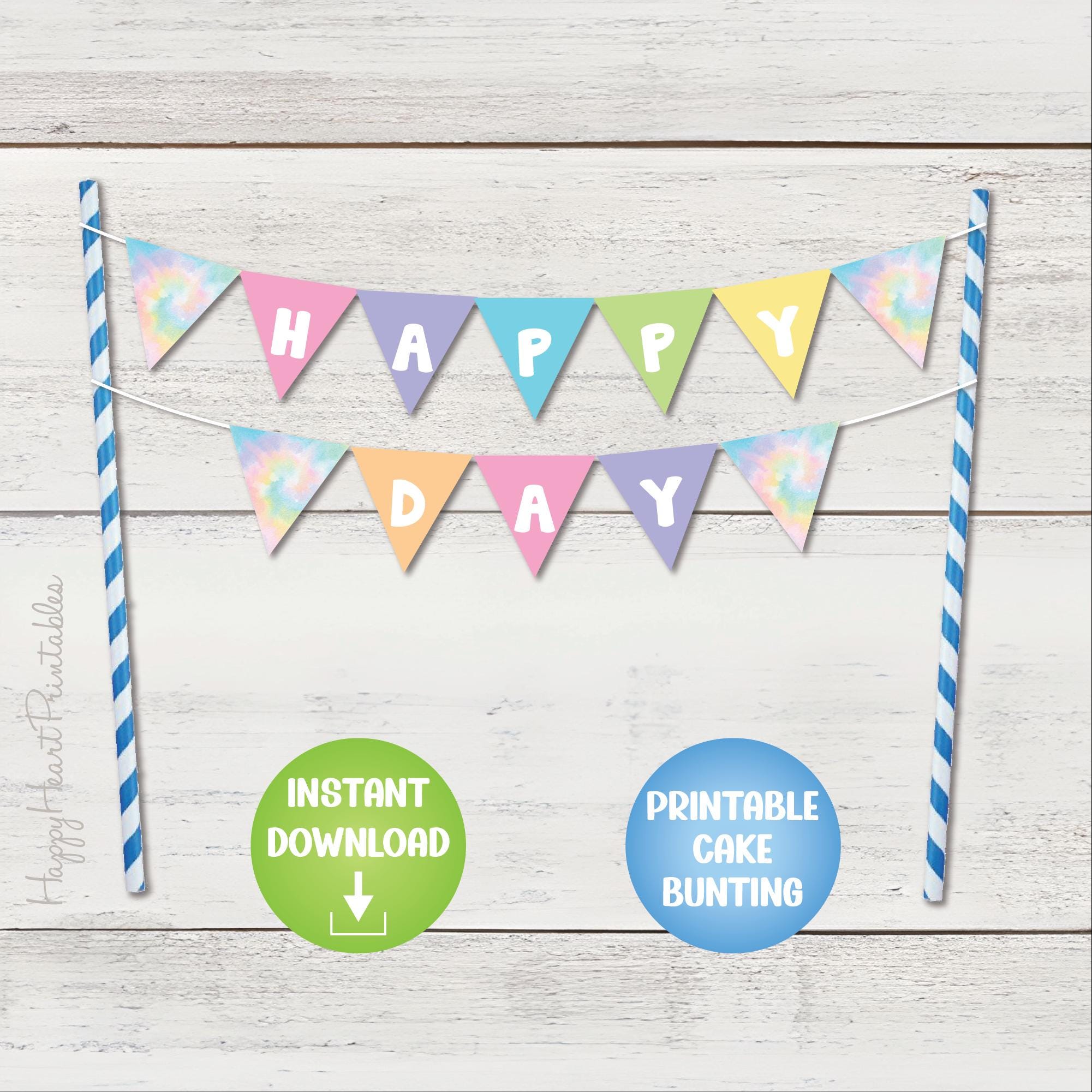 Printable Cake Bunting - Edit With Your Text - Etsy