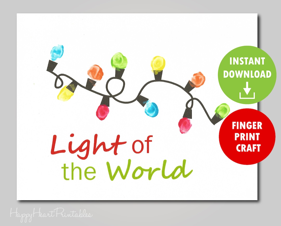 Thumbprint Christmas Lights Printable Template - Thumbprint Christmas ...