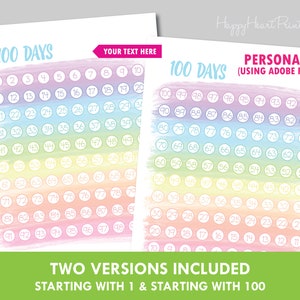 100 Day Countdown - Printable 100 Days Chart - Etsy