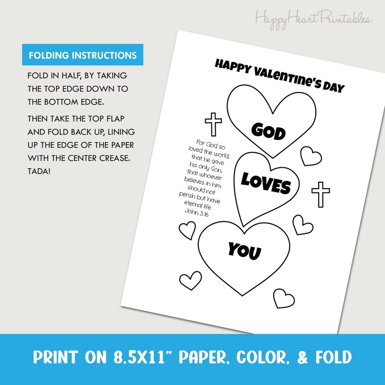 Valentine's Day Folding Surprise Craft or Card - God Loves You - Etsy