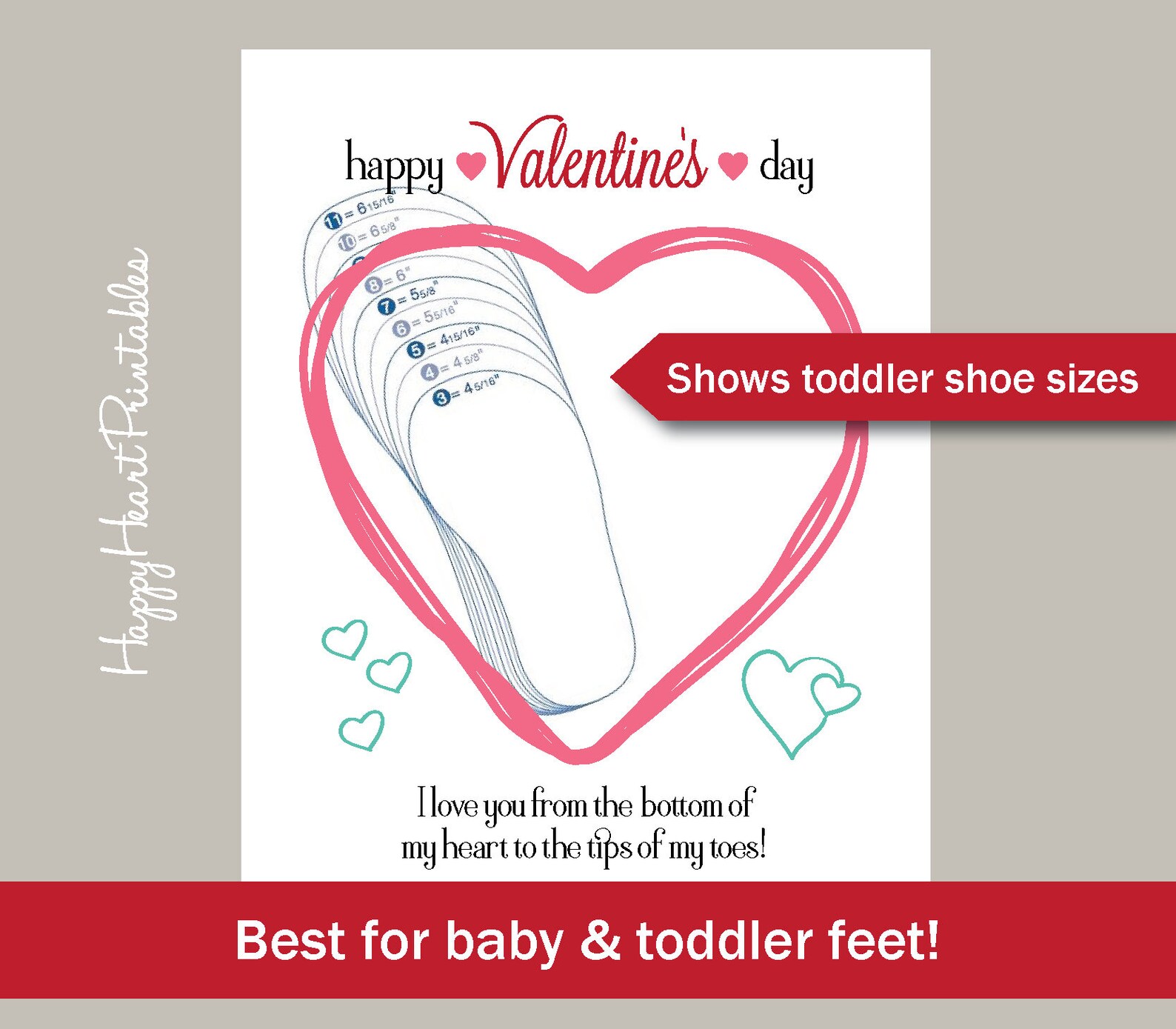 Valentines Footprint Printable Template - Etsy