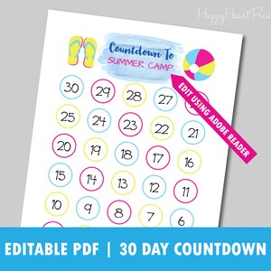 Printable Beach Countdown - Editable Title - Etsy
