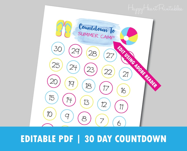 Printable Beach Countdown Editable Title - Etsy