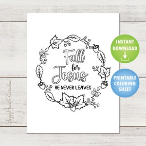 Fall for Jesus Printable Coloring Page - Etsy