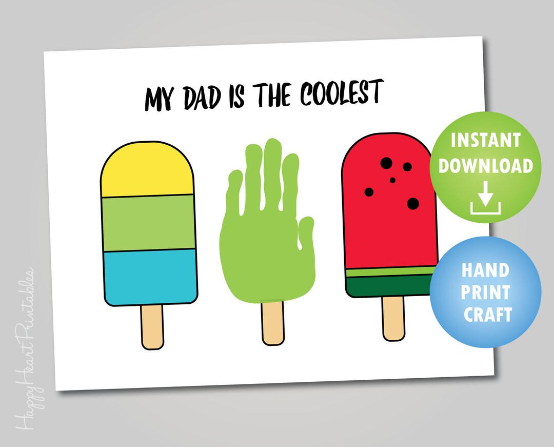 Father's Day Handprint Craft - My Dad is the Coolest Popsicle - Etsy