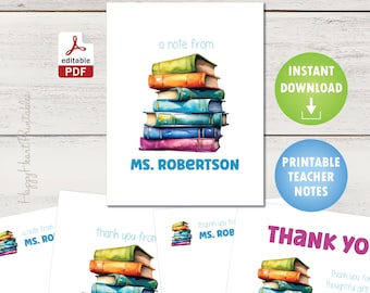 EDITABLE Thank You Notes From Teacher or Office Staff Type or Hand ...