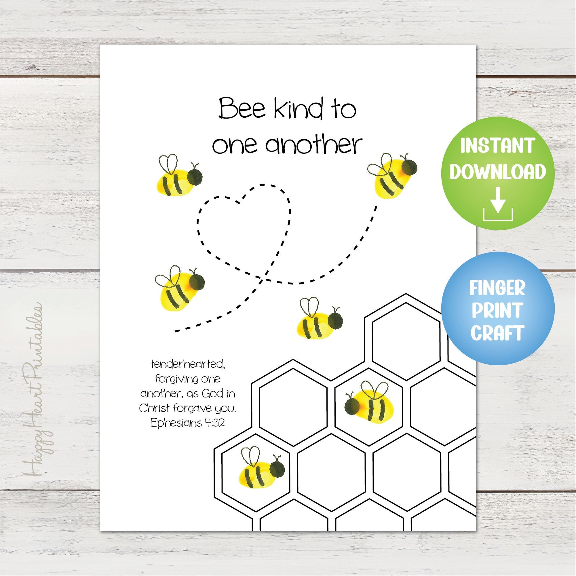 Fingerprint Bee Bible Craft - Bee Kind - Etsy