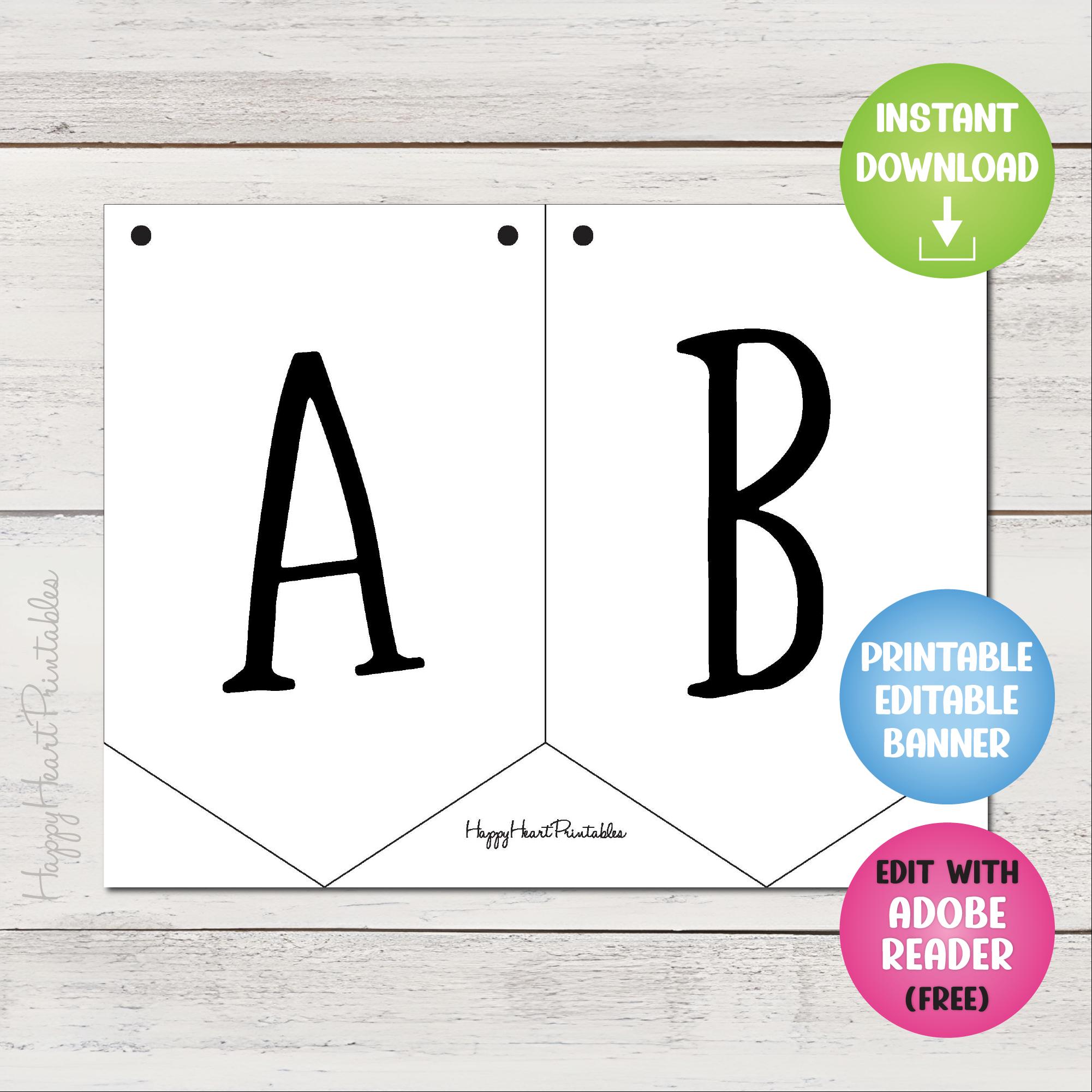Editable Pennant Banner Pattern - Printable Banner Template - Etsy