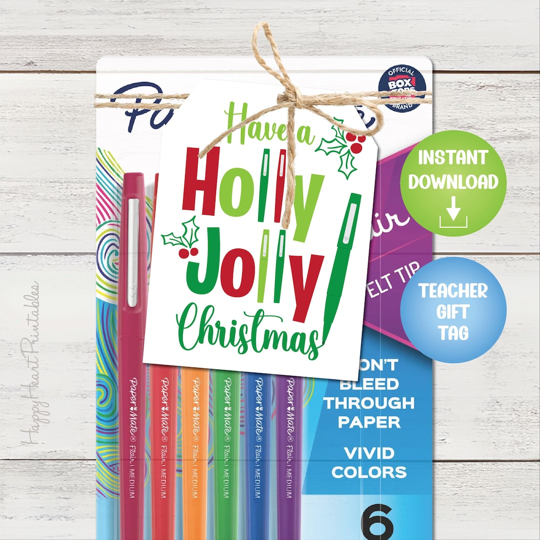 Christmas Teacher Gift Tag - Printable Gift Tag for Pens - Etsy