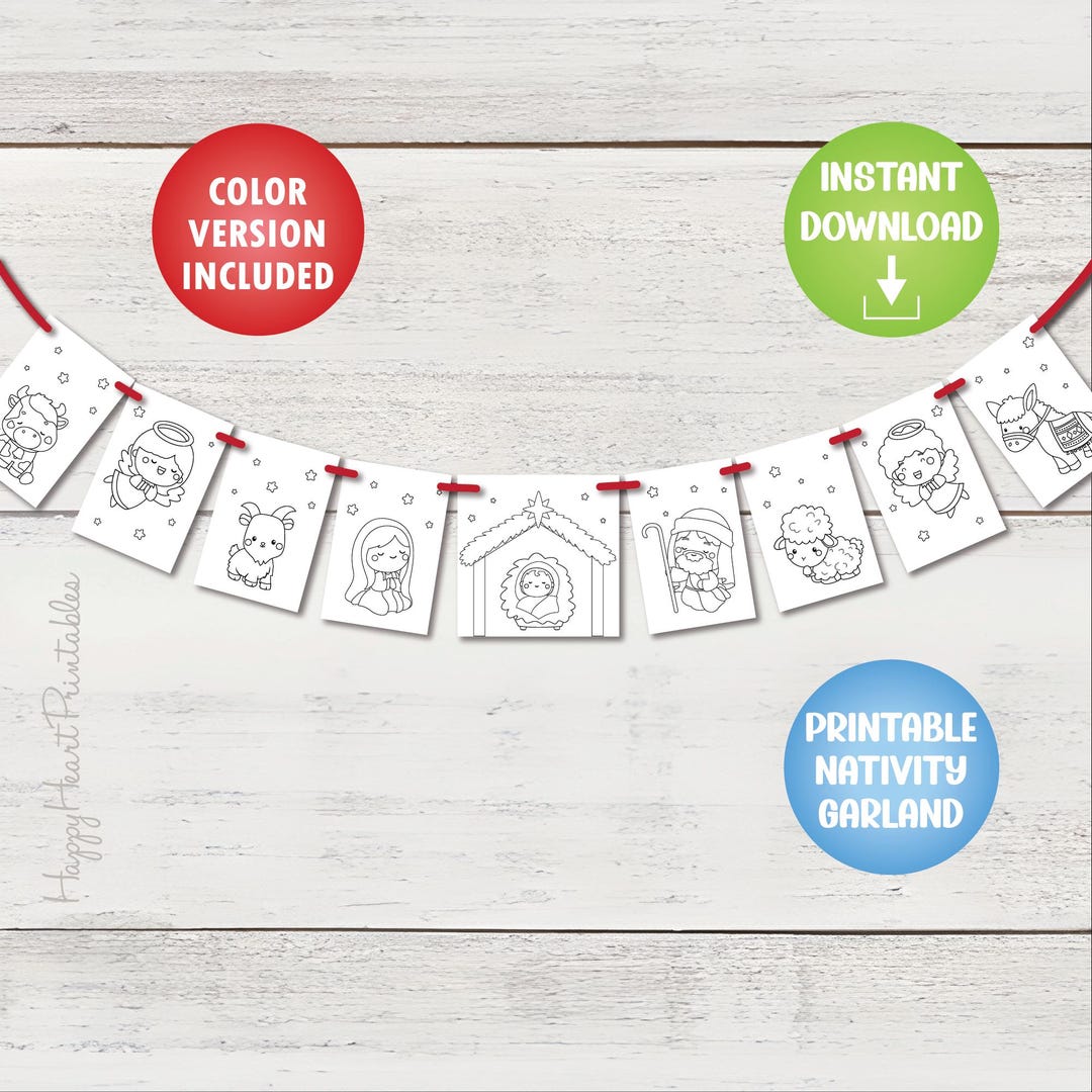 Nativity Garland - Christmas Banner - Printable - Etsy