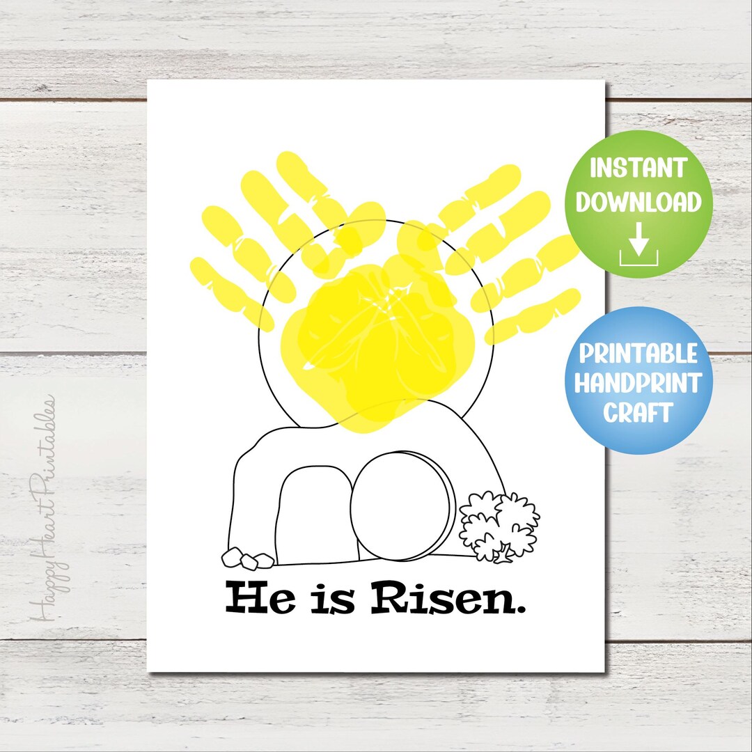 Easter Handprint Art Template - He is Risen Craft - Etsy