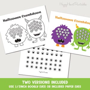 Printable Halloween Countdown With Monsters - Etsy