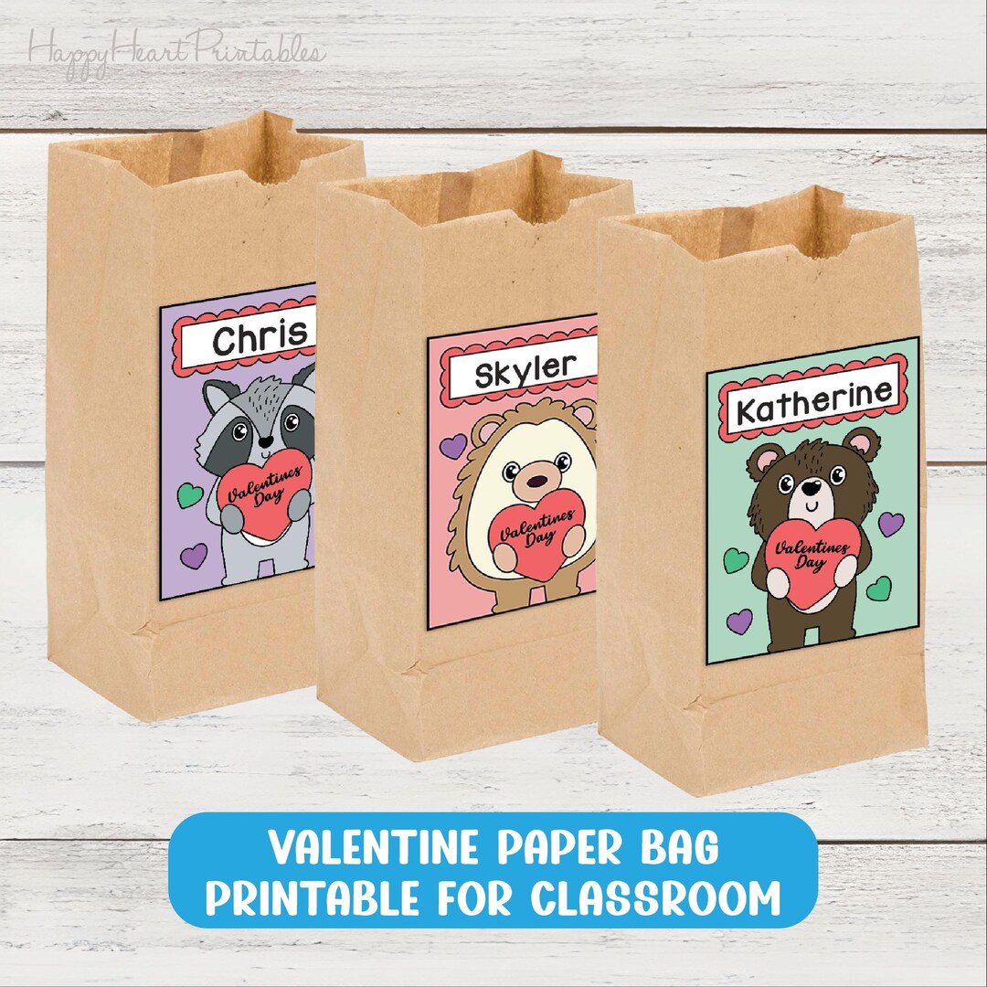 Valentine's Day Paper Bag Printable for Classrooms - Etsy