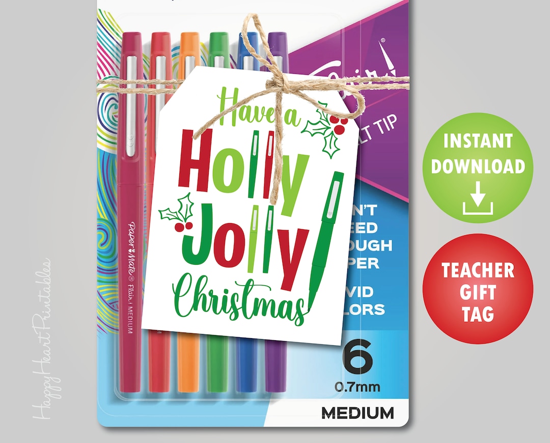Christmas Teacher Gift Tag Printable Gift Tag for Pens - Etsy