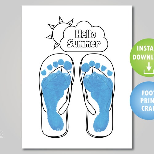 Baby Beach Footprint Art Summer Craft Printable Activity - Etsy