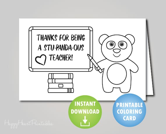Teacher Thank You Card Panda - Etsy